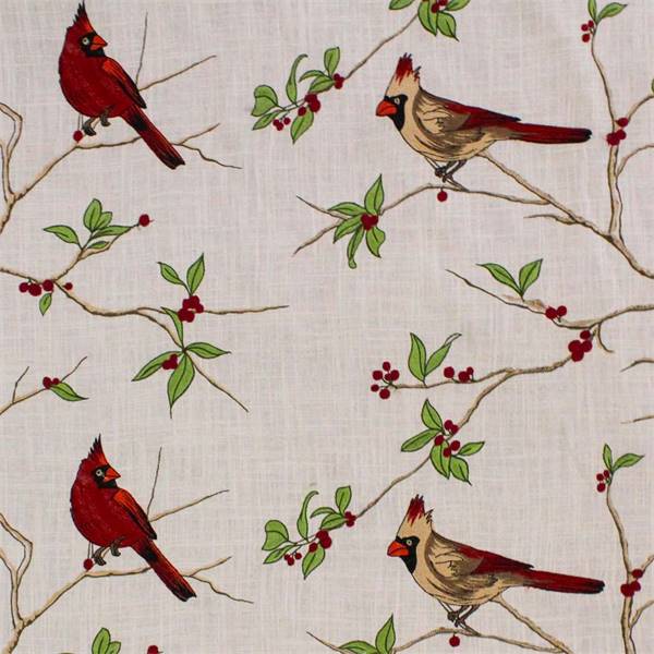 Cardinal Red Embroidered Bird Pattern Drapery Fabric - 314CARRED ...