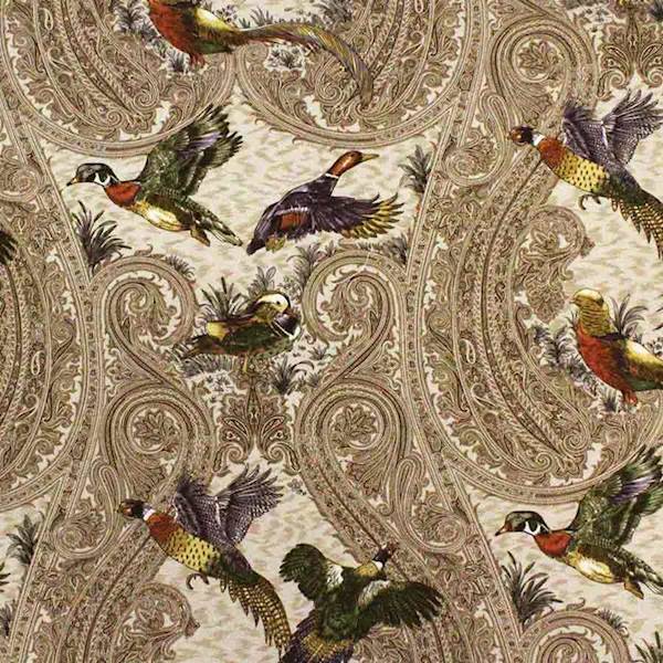 Gamebirds Heritage Hunting Themed Cotton Drapery Fabric - Order a ...